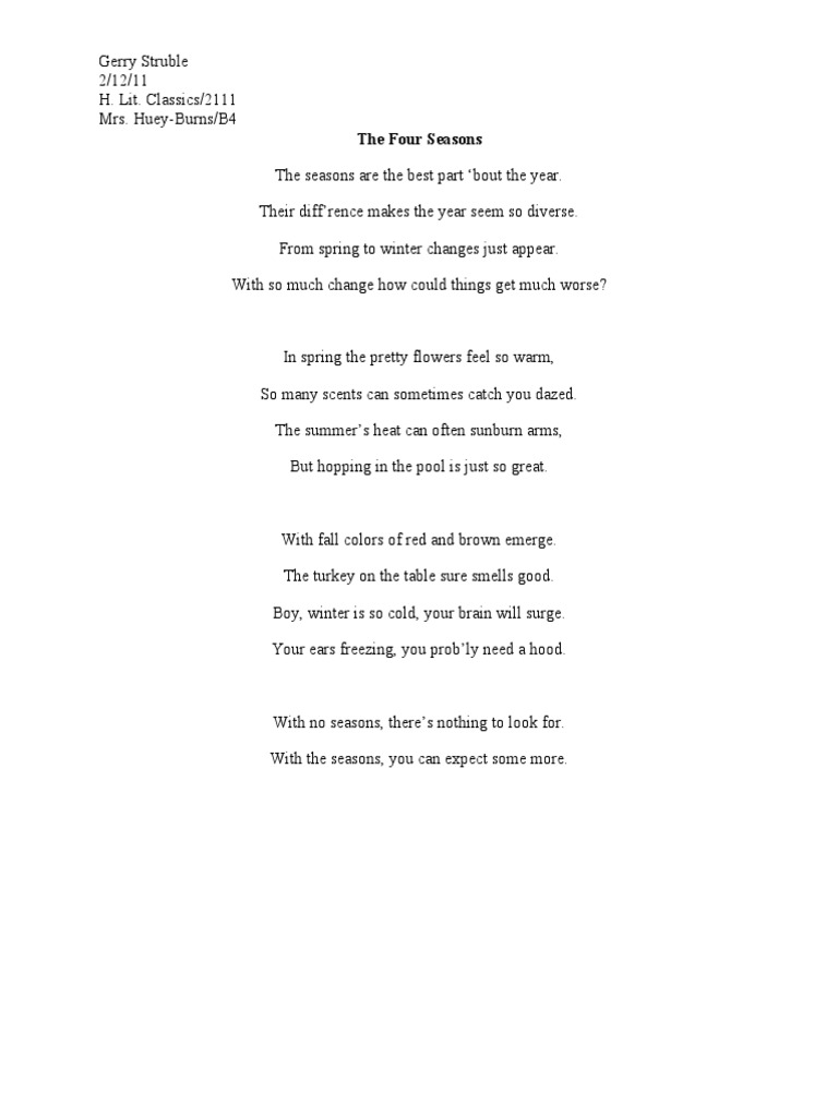 The Beauty of the Four Seasons | PDF