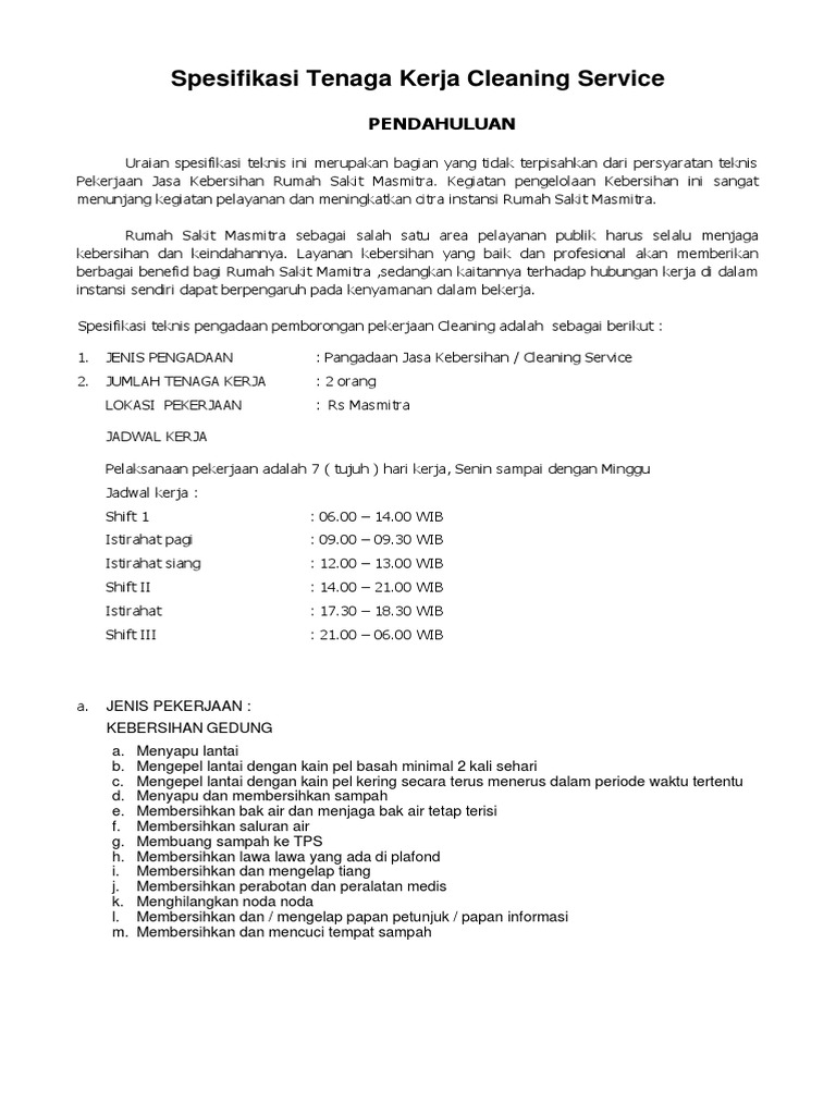 Standar Kebersihan & Standar Pelayanan Cleaning Service Gedung Magnolia ...