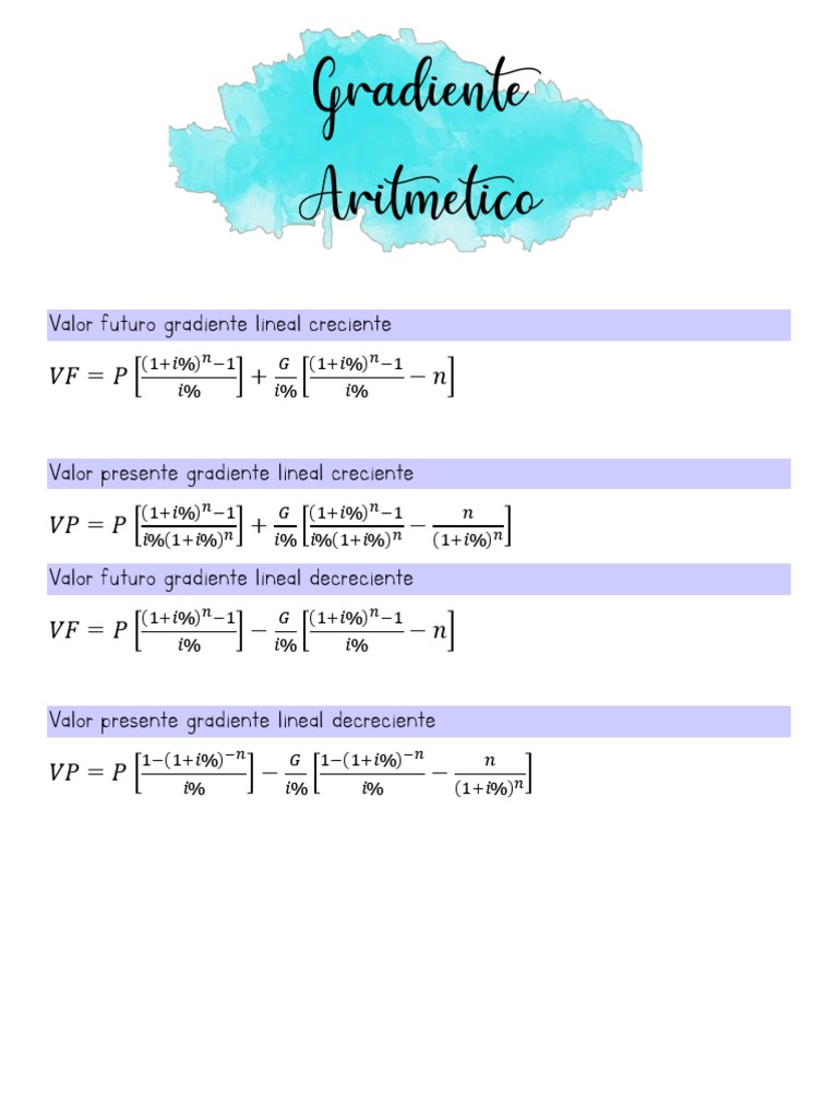 Formulas Gradiente Aritmético | PDF