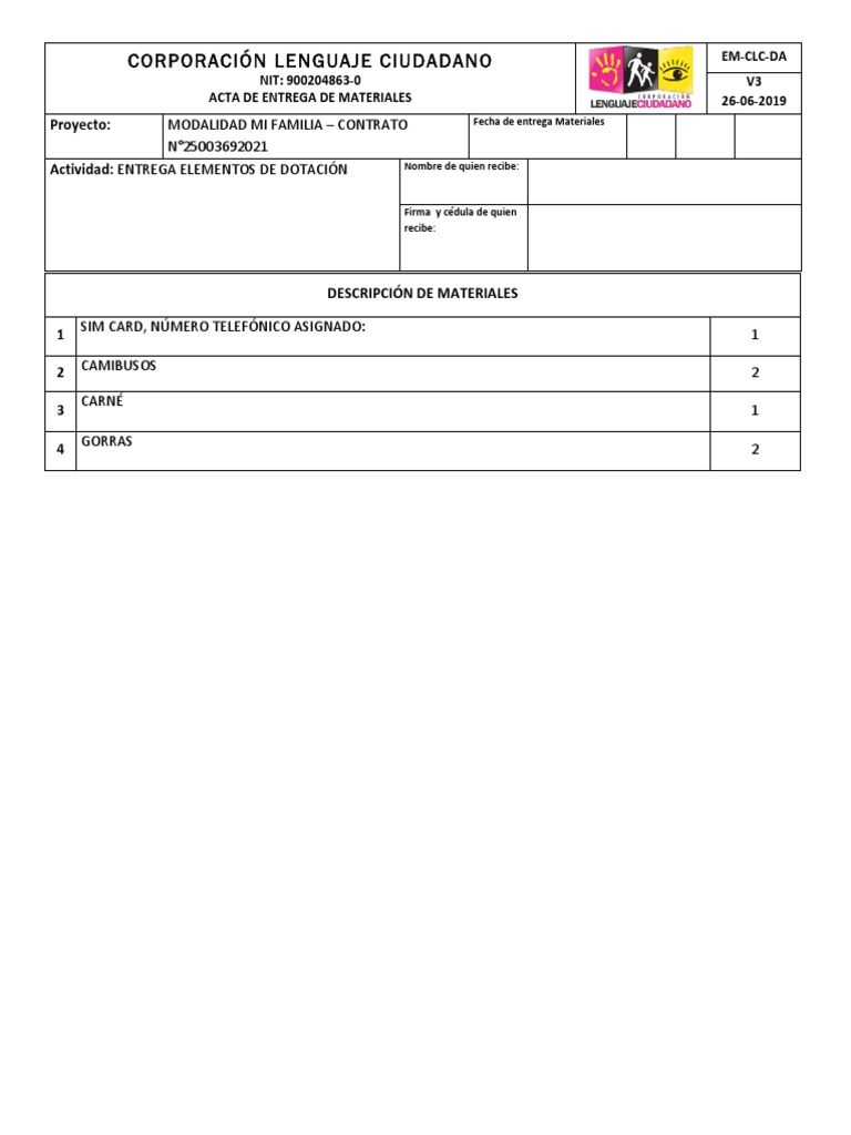 Formato De Cargo De Entrega De Materiales - Image to u Formato De Cargo De Entrega De Materiales - Image to u