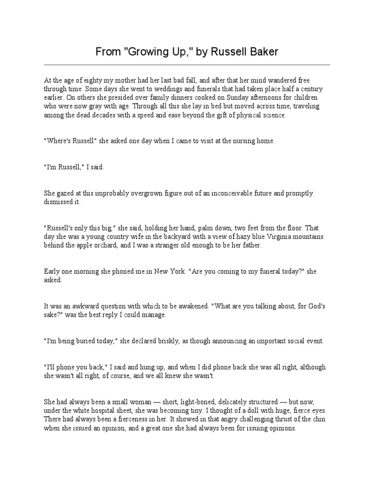 From "Growing Up," by Russell Baker | PDF | Gunpowder Plot | Guy Fawkes