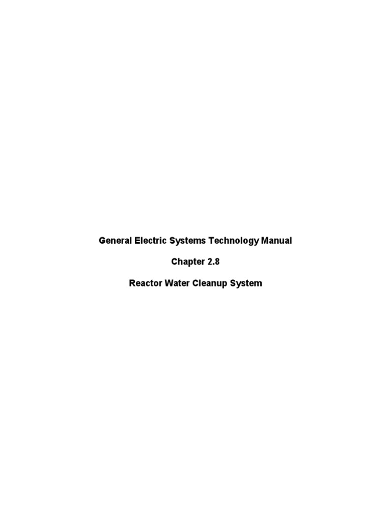 General Electric Systems Technology Manual Reactor Water Cleanup System ...