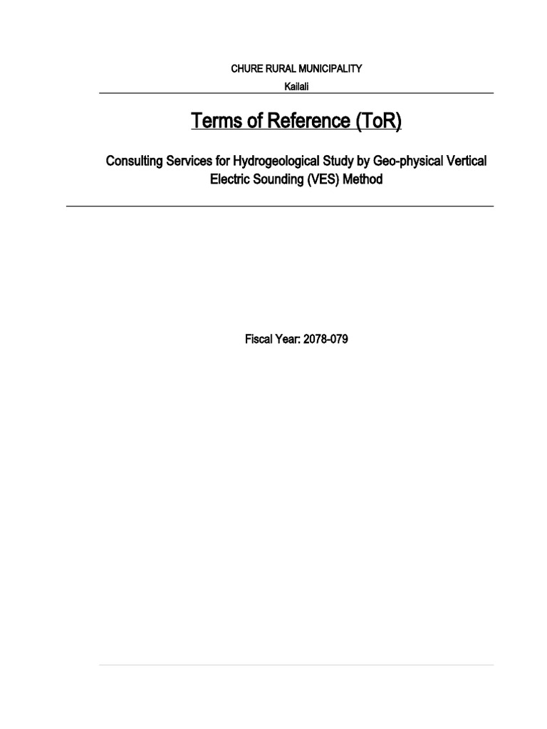 ToR Geophysical Survey-Chure Kailali | PDF | Hydrogeology | Topography