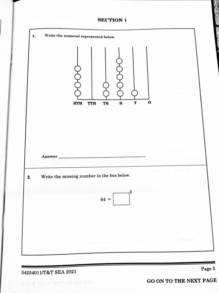 SEA 2021 Maths | PDF