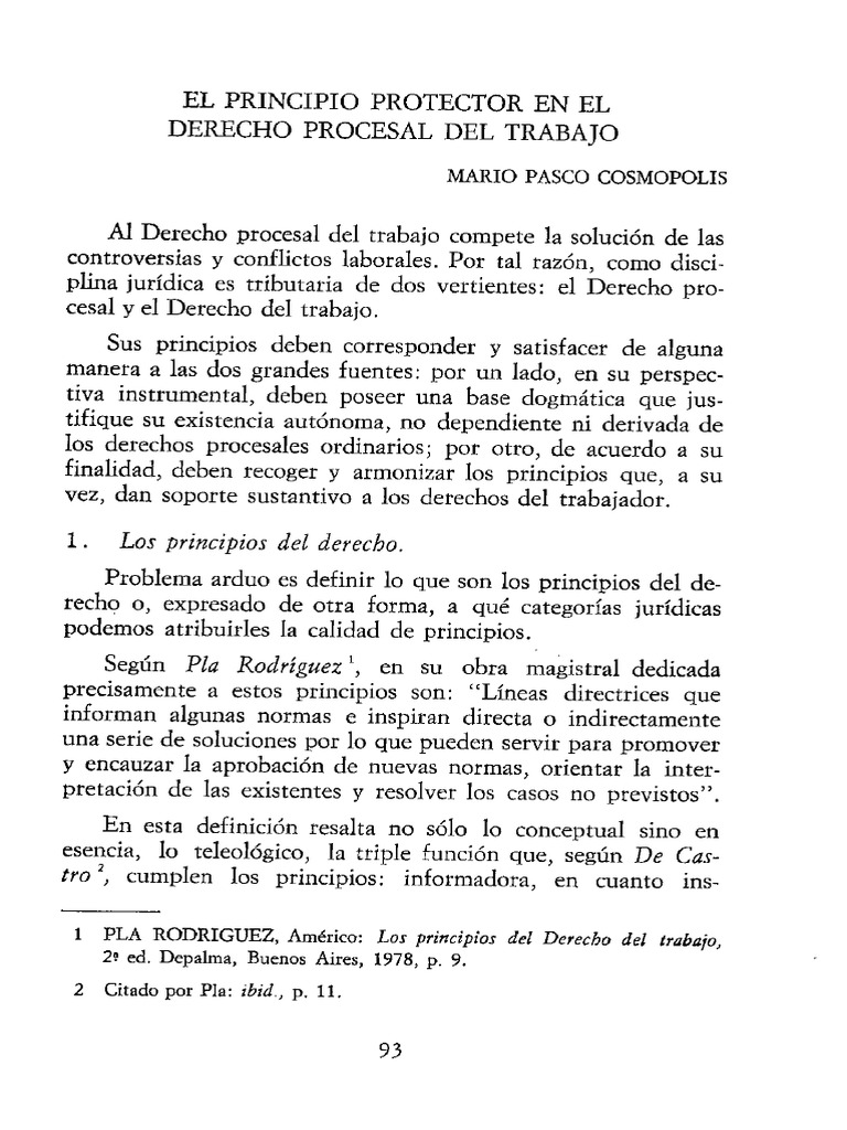 Principio Protector en El Derecho Procesal Del Trabajo | PDF