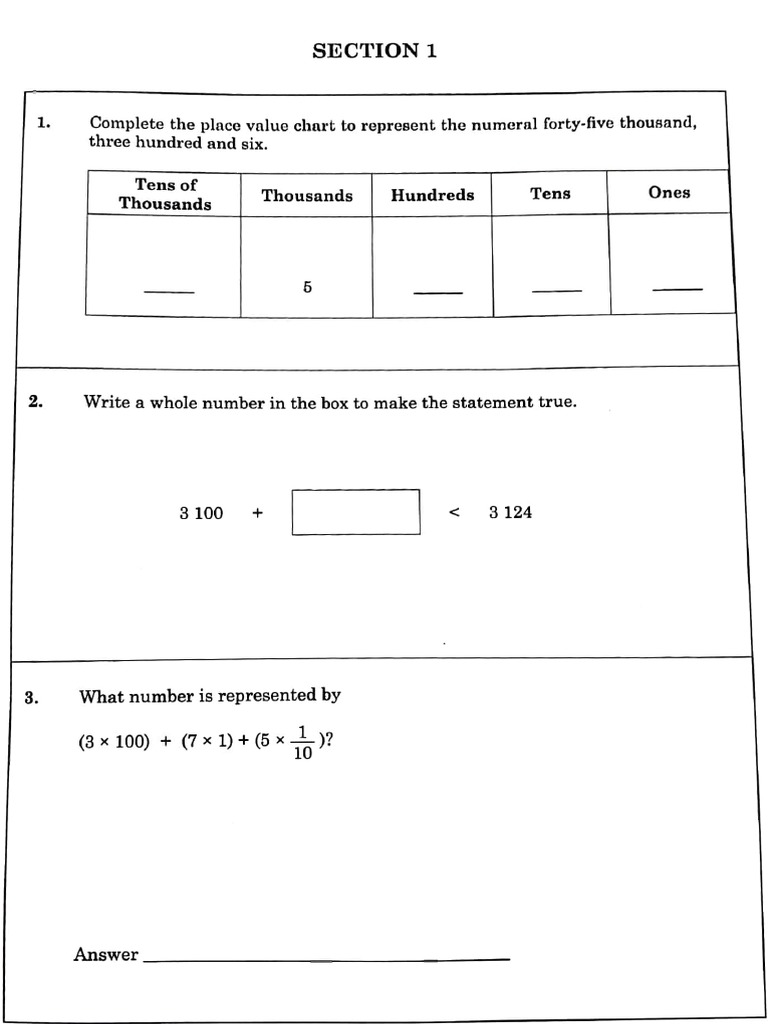 SEA 2020 Maths | PDF