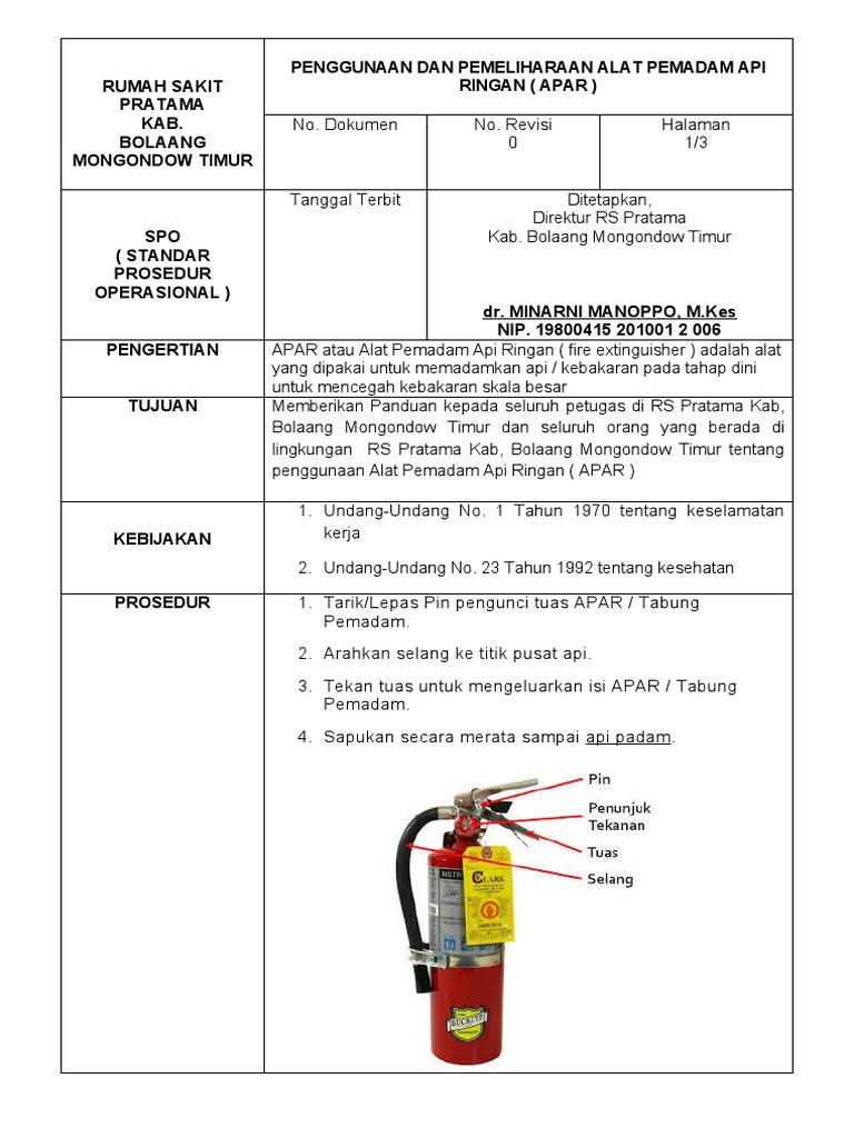 SPO Penggunaan APAR | PDF