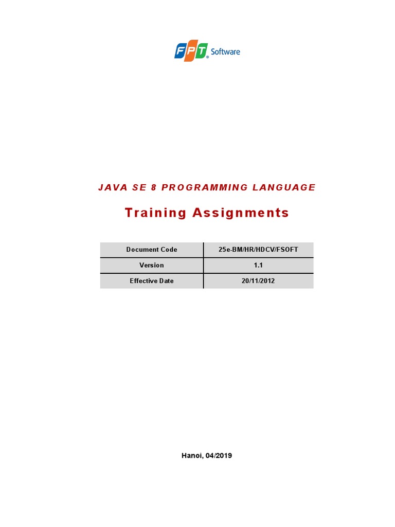 Training Assignments: Java Se 8 Programming Language | PDF ...
