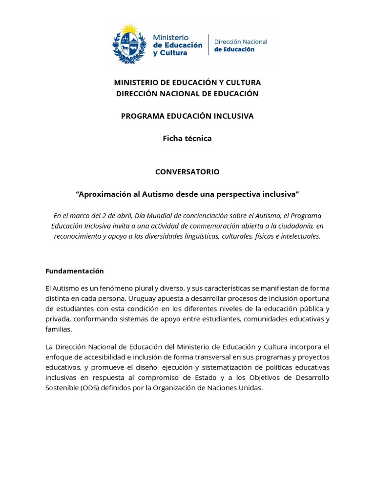 Conversatorio Autismo - Programa | PDF | Espectro autista