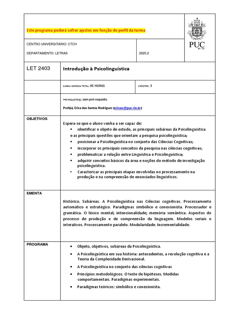 Programas Ppgel 2020.2 | PDF