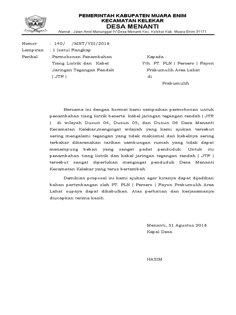 Contoh Proposal PLN | PDF