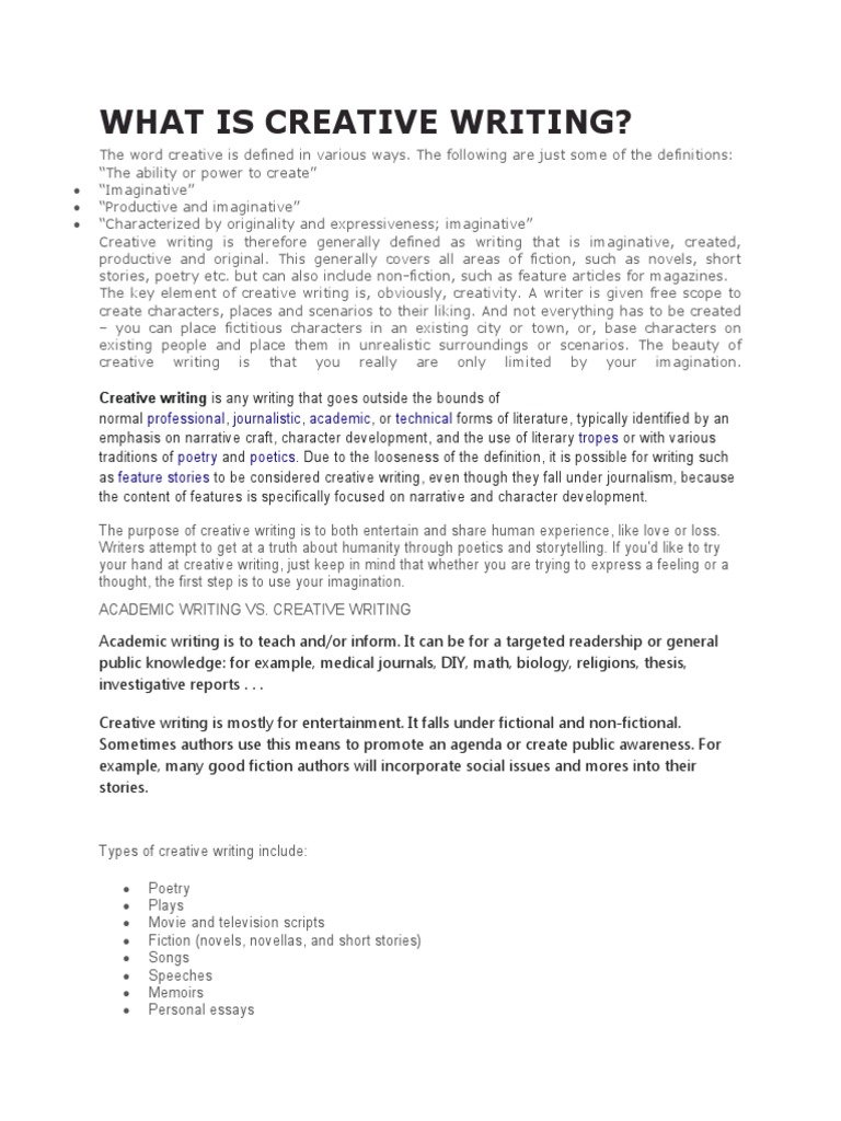 What Is Creative Writing | PDF | Poetry | Creative Writing