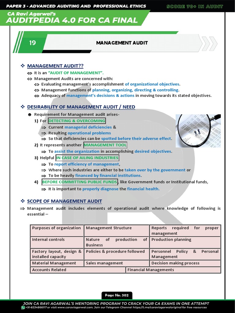 Management Audit Auditpedia 4 0 CA Final Audit by CA Ravi Agarwal | PDF ...