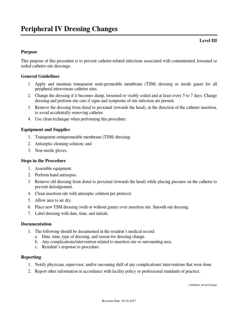 Peripheral IV Dressing Change | PDF | Intravenous Therapy | Health Care Peripheral IV Dressing Change | PDF | Intravenous Therapy | Health Care