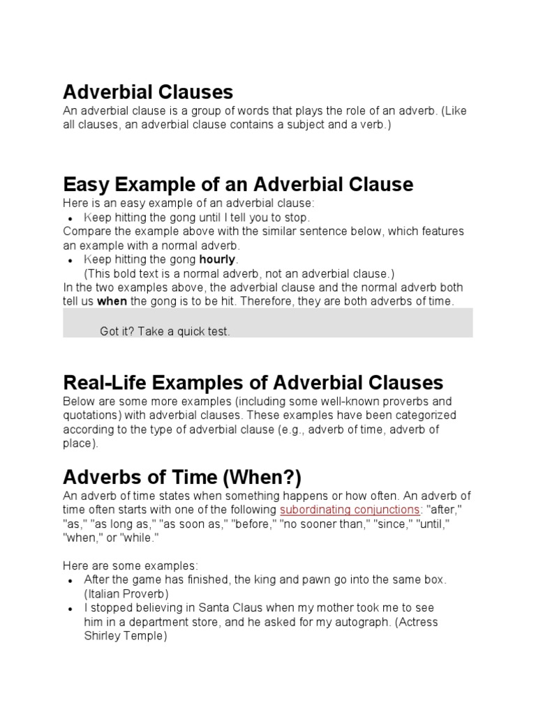 Adverbial Clauses: Subordinating Conjunctions | PDF | Comma | Clause