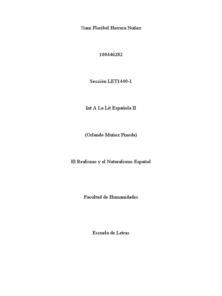 El Realismo y Naturalismo Español | PDF | Realismo literario
