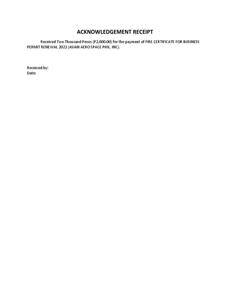 Acknowledgement Receipt | PDF