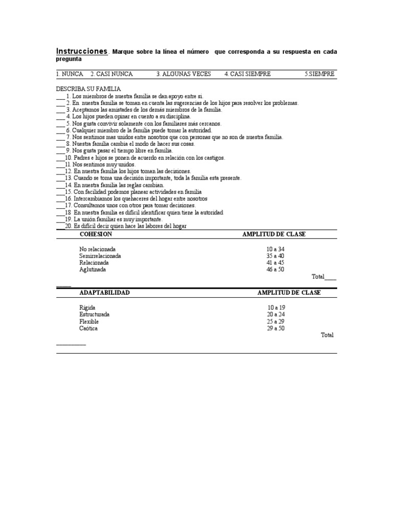 Instrucciones Faces III | PDF