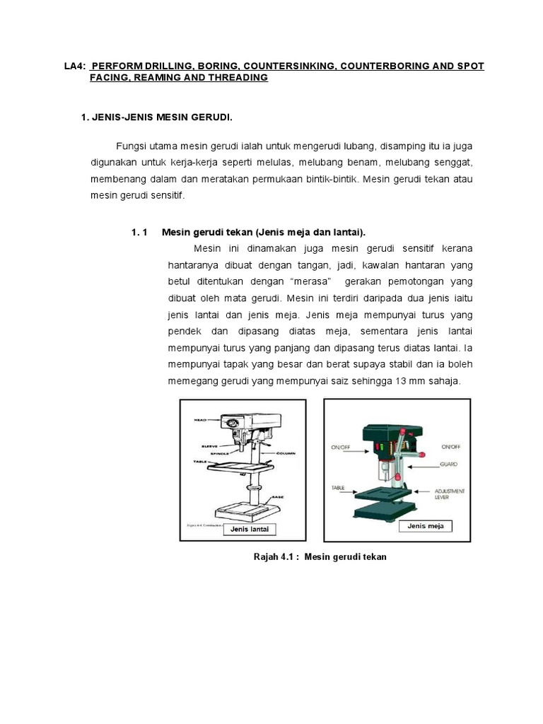 La4 Perform Drilling, Boring, Countersinking, Counterboring and Spot ...