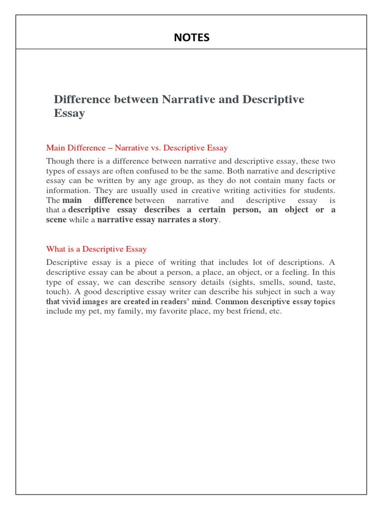 Narrative vs. Descriptive Essays Explained | PDF | Essays | Narration