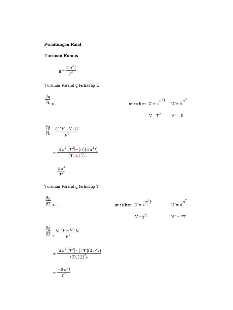 Perhitungan Ralat Turunan Rumus G | PDF