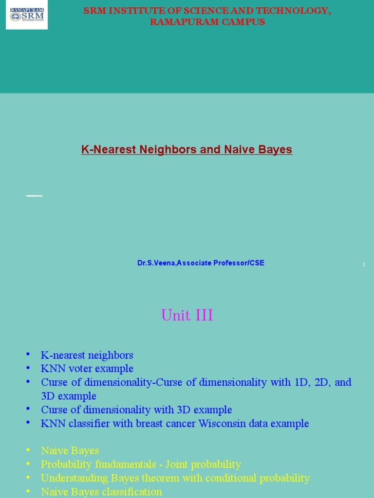 KNN and Naive Bayes | PDF | Statistical Classification | Probability KNN and Naive Bayes | PDF | Statistical Classification | Probability
