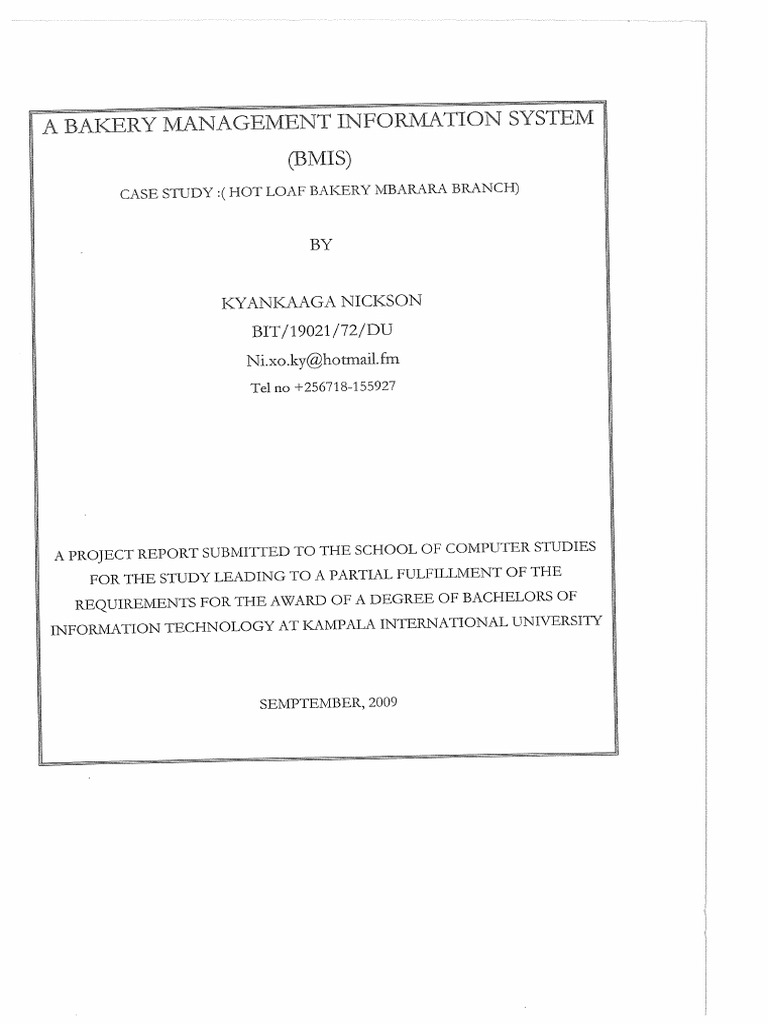 A Bakery Management Information System (BMIS) : (: Case Study Hot Loaf ...