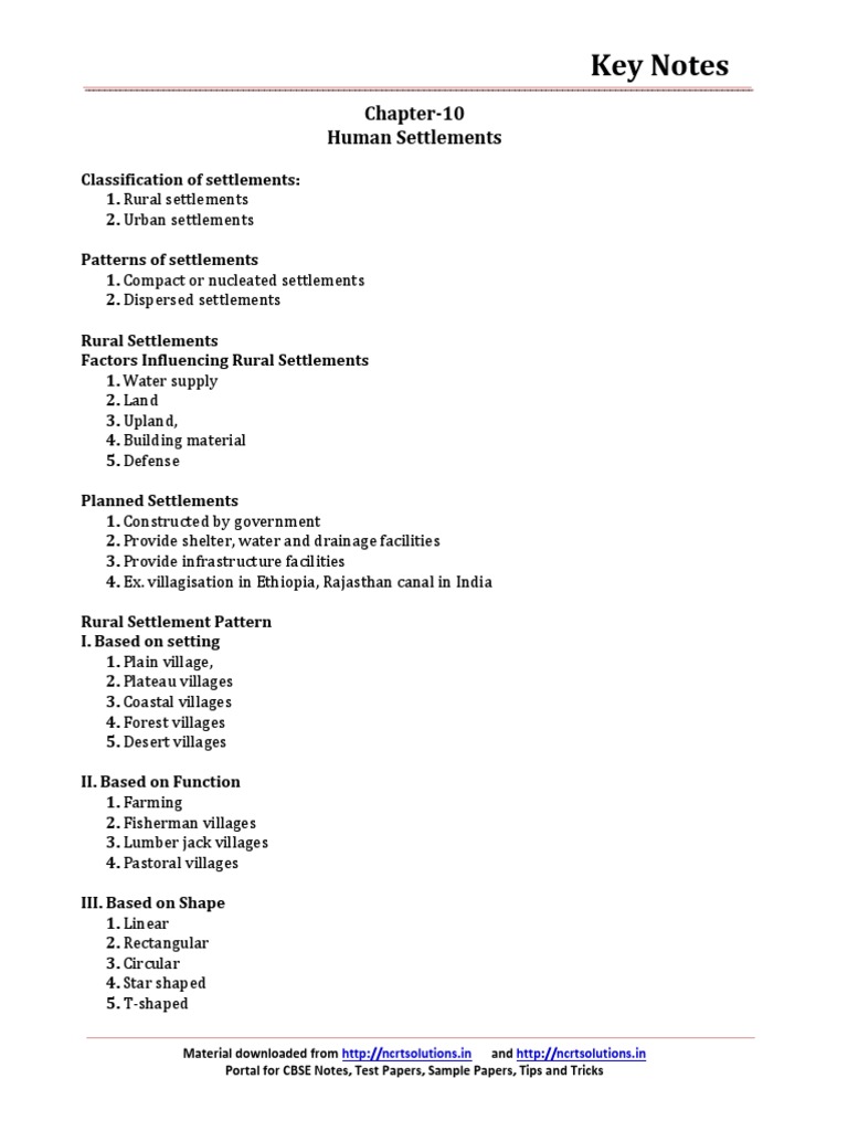 Human Settlements: Rural & Urban Insights | PDF | Village | Pollution