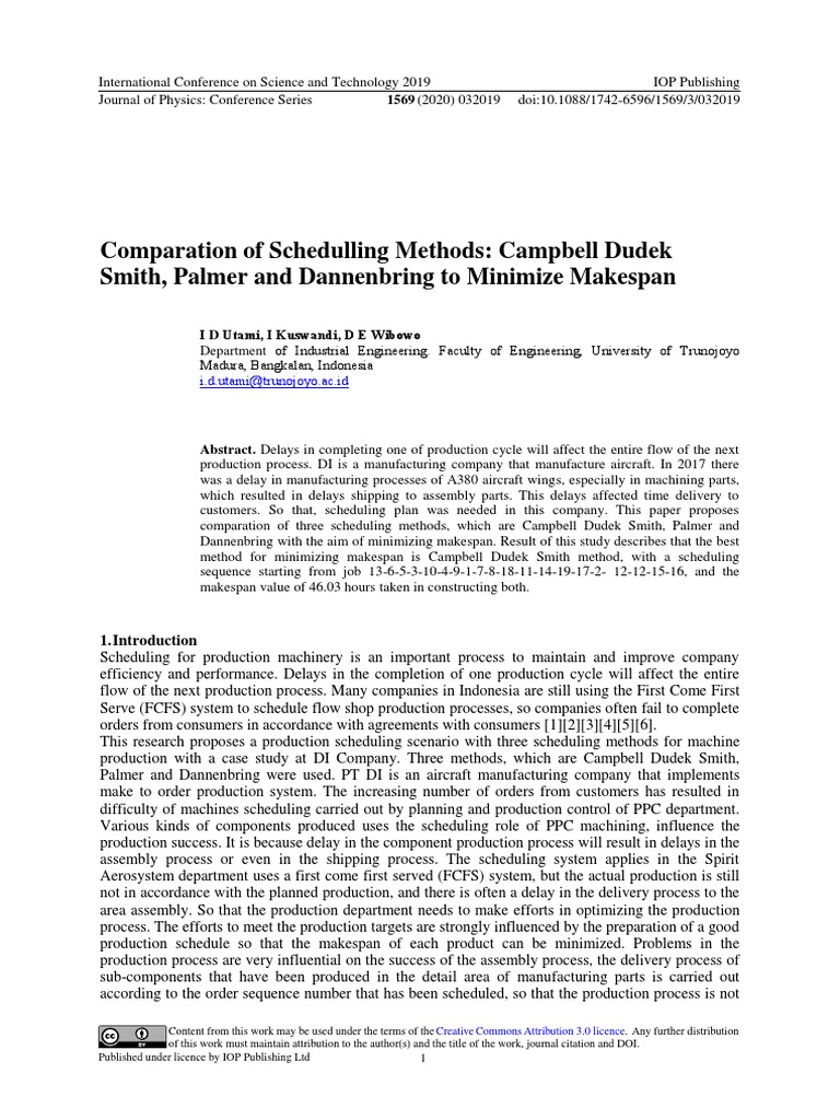 Comparation of Schedulling Methods Campbell Dudek Smith, Palmer and ...