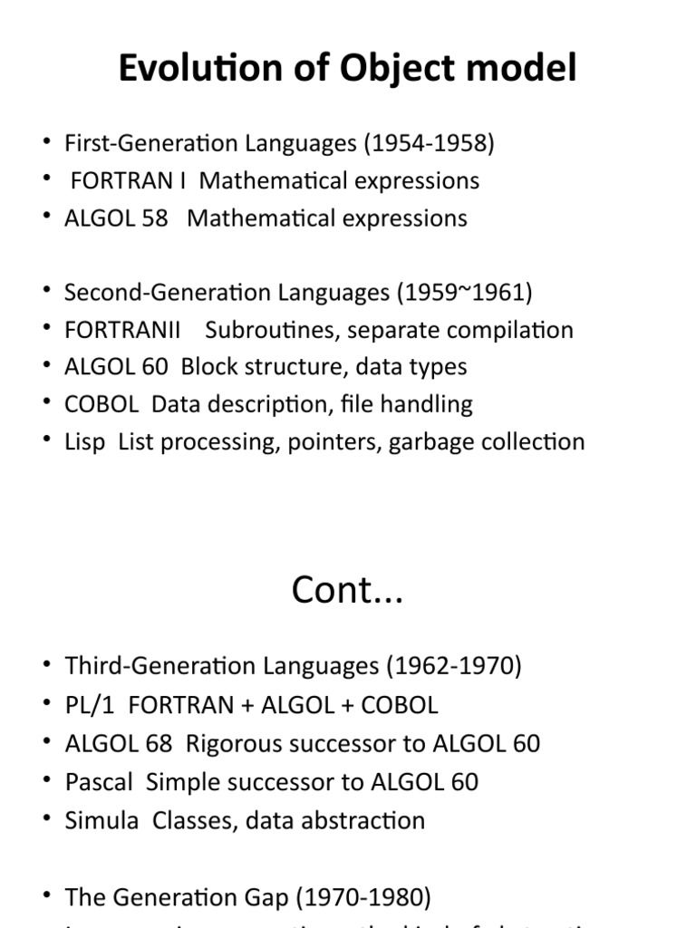 Evolution of Object Model | PDF