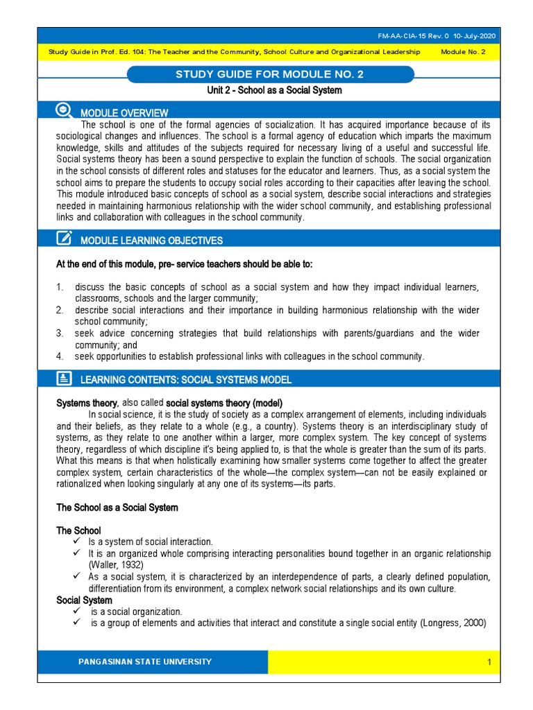 Module Overview: Study Guide For Module No. 2 | PDF | System ...