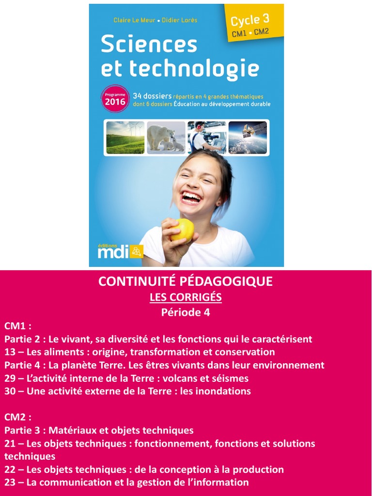 MDI - C3 - Sciences Et Technologie Corrigés | PDF