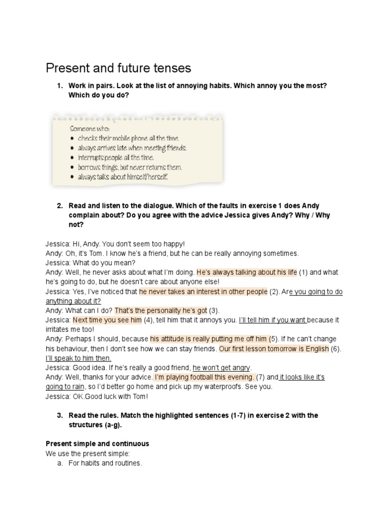 Present and Future Tenses | PDF | Grammar | Linguistics