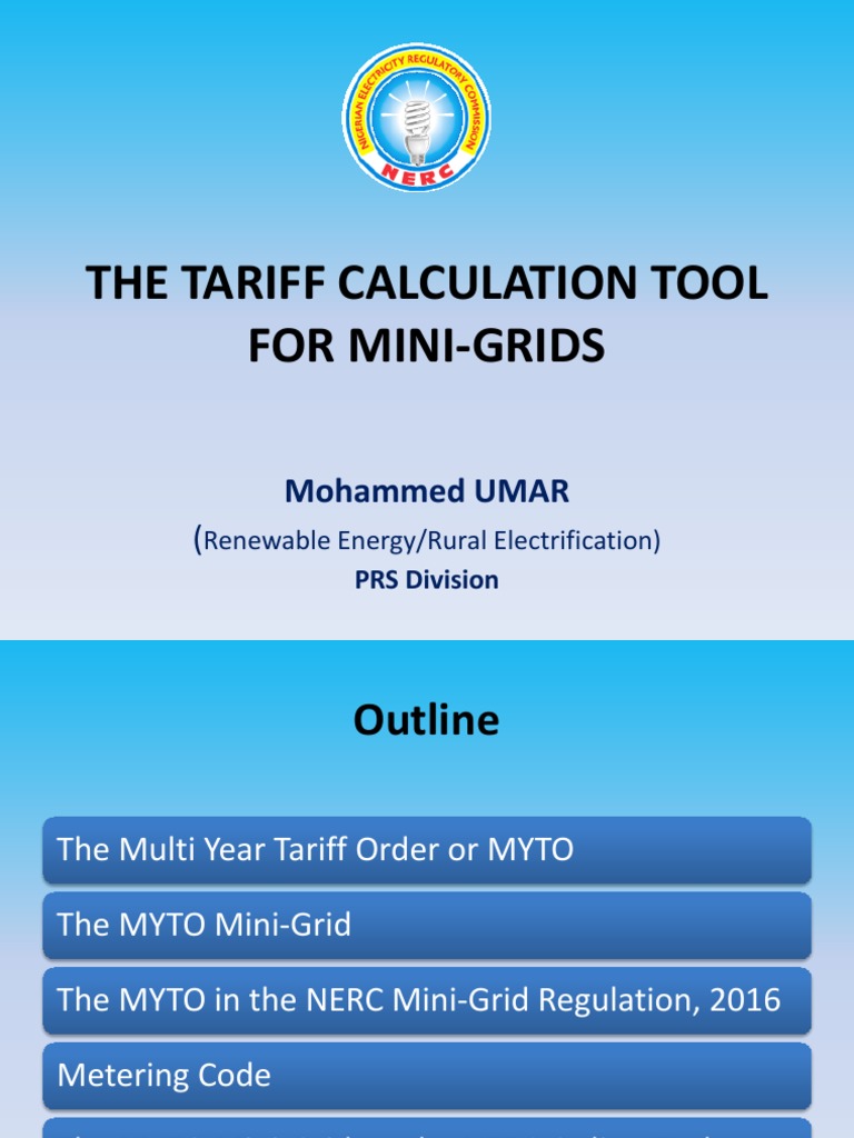 MYTO Mini-Grid Tariff Calculation Tool | PDF | Electrical Grid ...