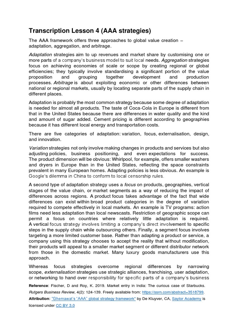 Transcription Lesson 4 (AAA Strategies) | PDF | Market (Economics) | Arbitrage