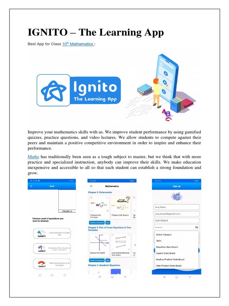 Ignito The Learning App | PDF