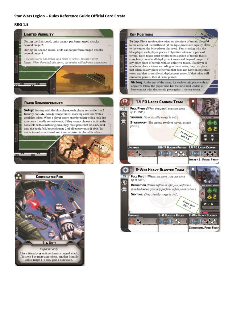 Star Wars Legion - Rules Reference Guide Official Card Errata RRG 1.5 | PDF