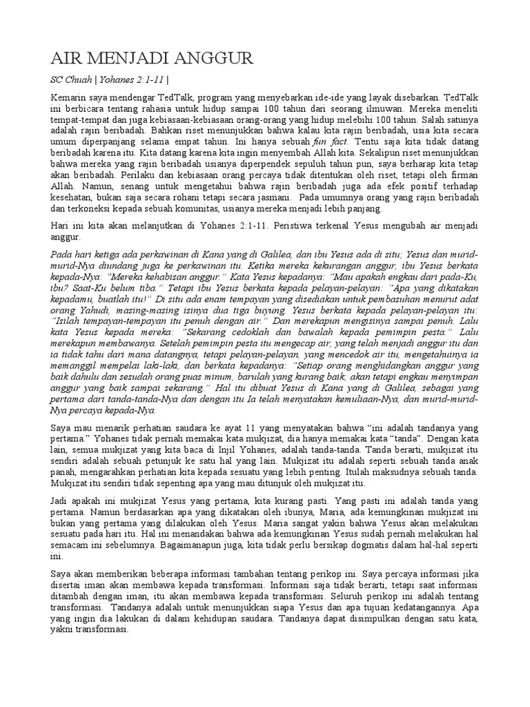 Air Menjadi Anggur | PDF