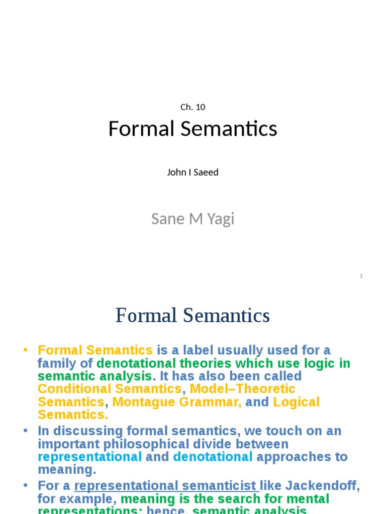 Formal Semantics: Sane M Yagi | PDF | Modal Logic | Semantics