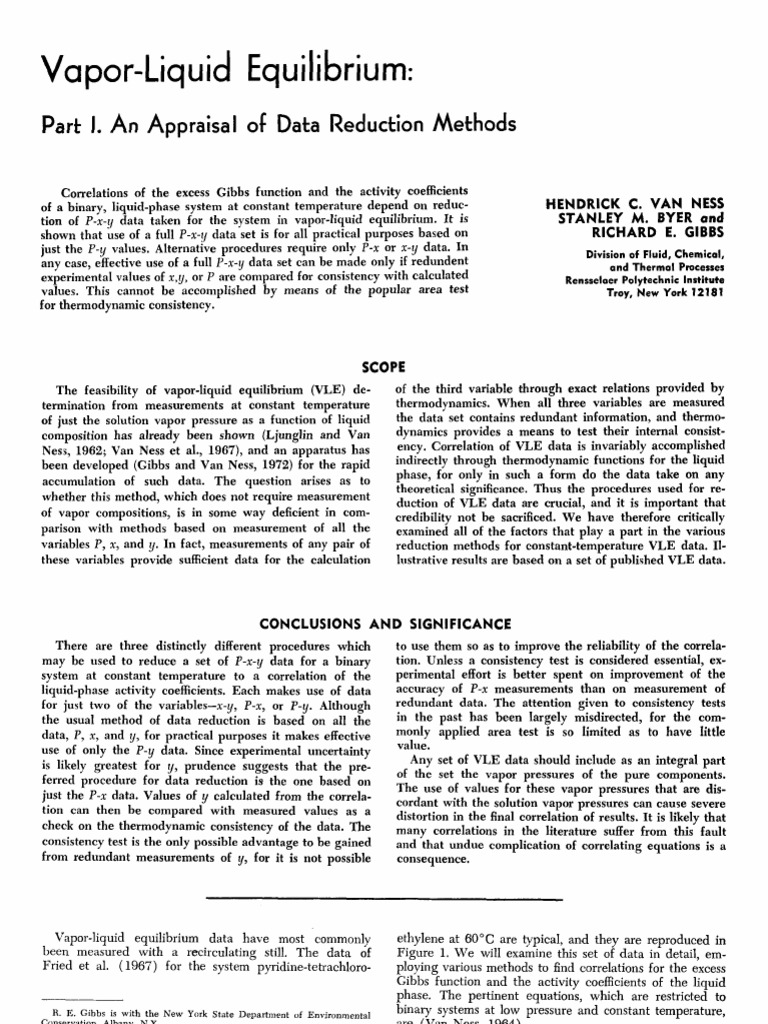 VLE Data Reduction Methods | PDF | Correlation And Dependence | Analysis