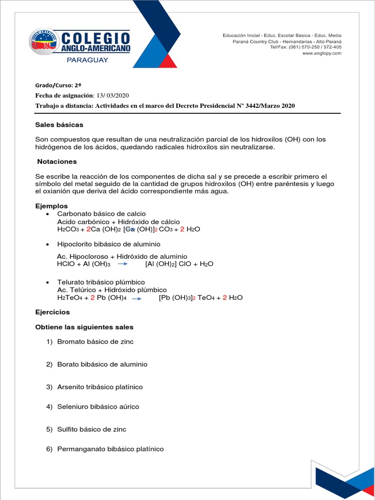 2curso Quimica Activ3 | PDF | Hidróxido | Ácido