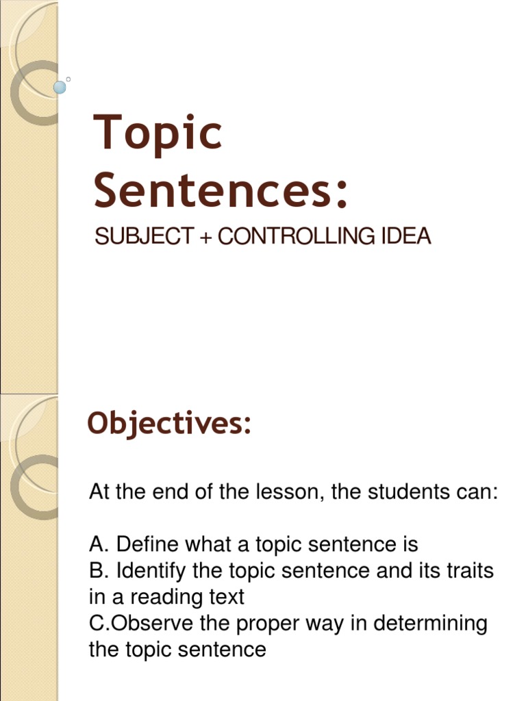 Topic Sentence Subject Controlling Idea | PDF | Mummy | Dishwasher