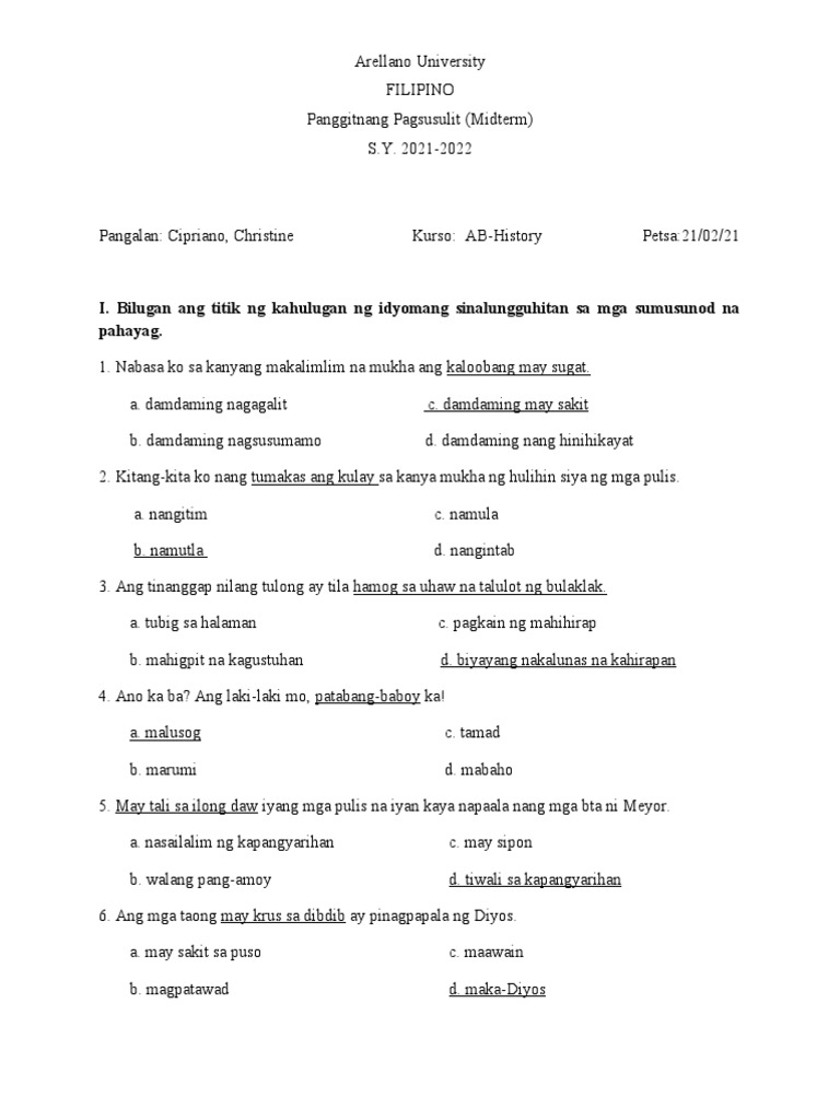 Filipino Midterm | PDF