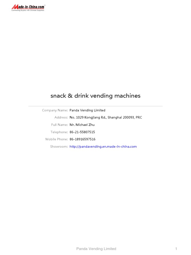 Snack & Drink Vending Machines | PDF | Vending Machine | Manufactured Goods