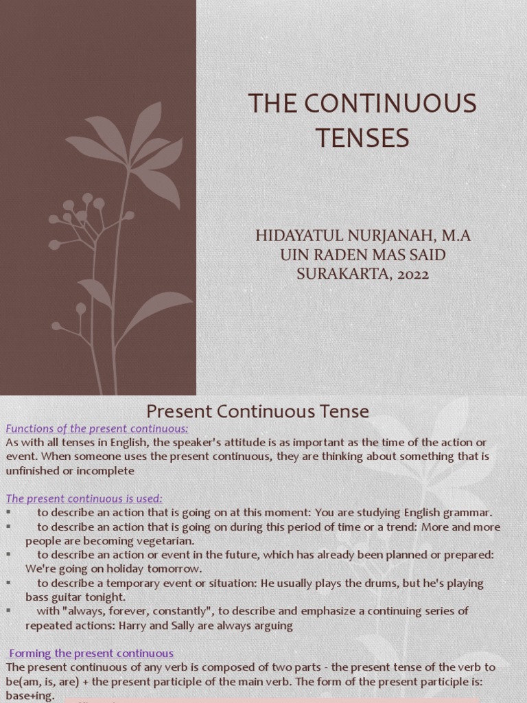 Past, Present, Future Continuous Tense | PDF | Verb | Grammatical Tense