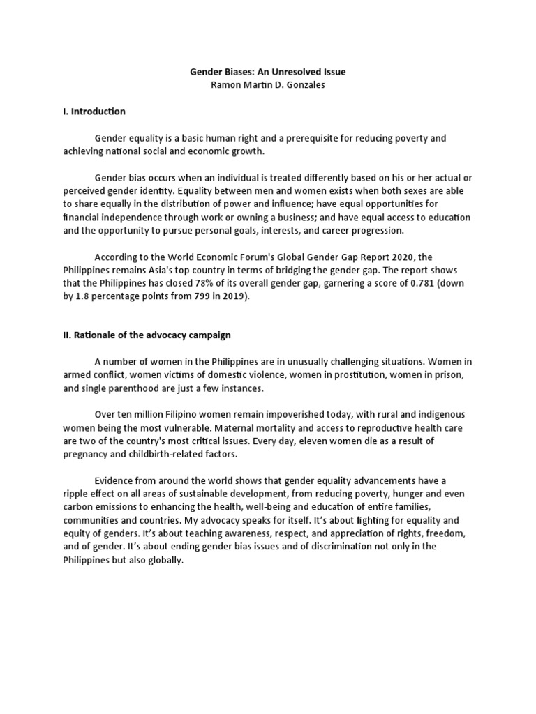 Gender Biases: An Unresolved Issue | PDF | Discrimination & Race ...
