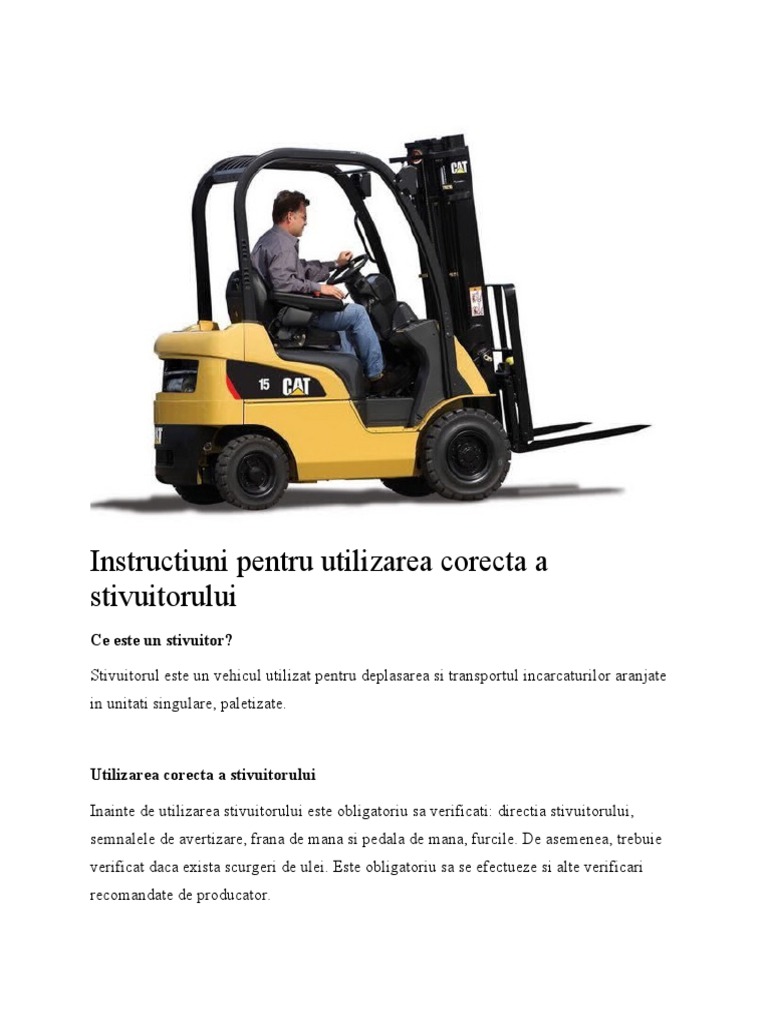 Instructiuni de Lucru Stivuitorist | PDF