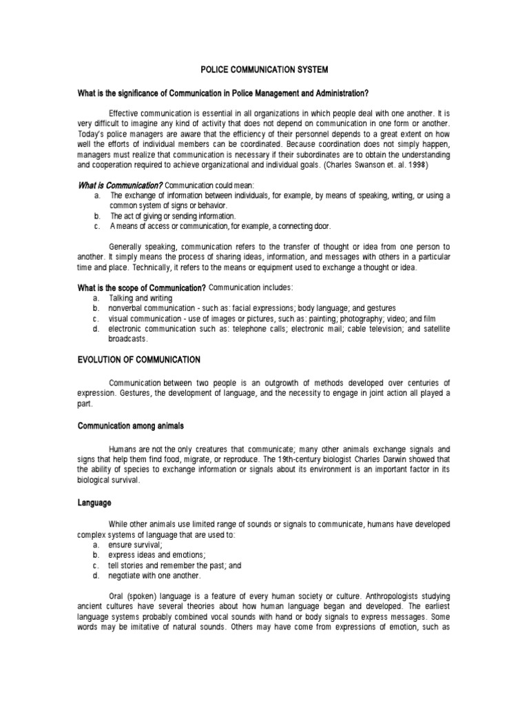 Effective Communication in Police Management: A Review of the ...