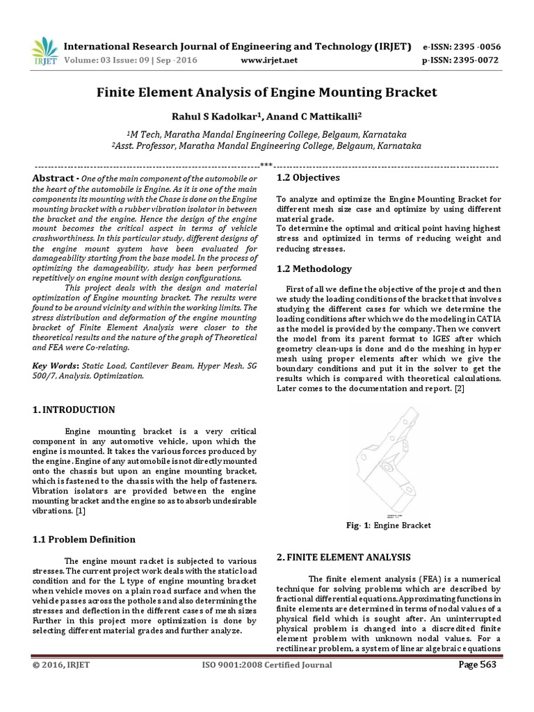 Finite Element Analysis of Engine Mounti | PDF | Finite Element Method ...