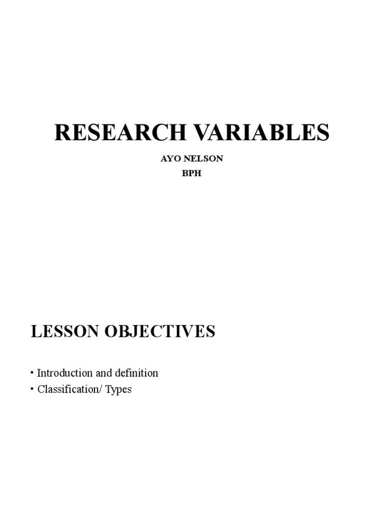 Research Variables: Ayo Nelson BPH | PDF | Dependent And Independent Variables | Confounding